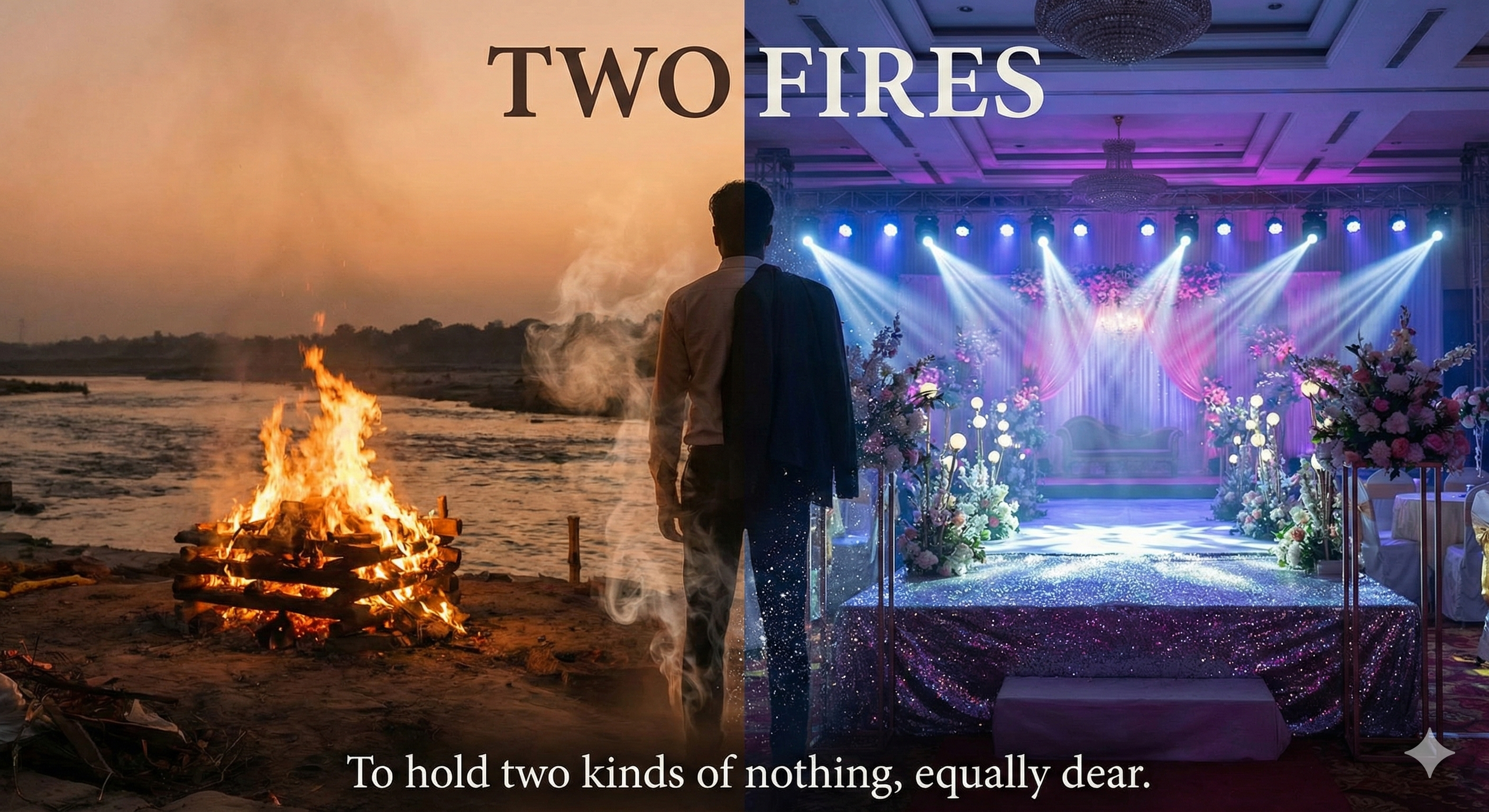 TWO FIRES – Moon at Half Past Noon